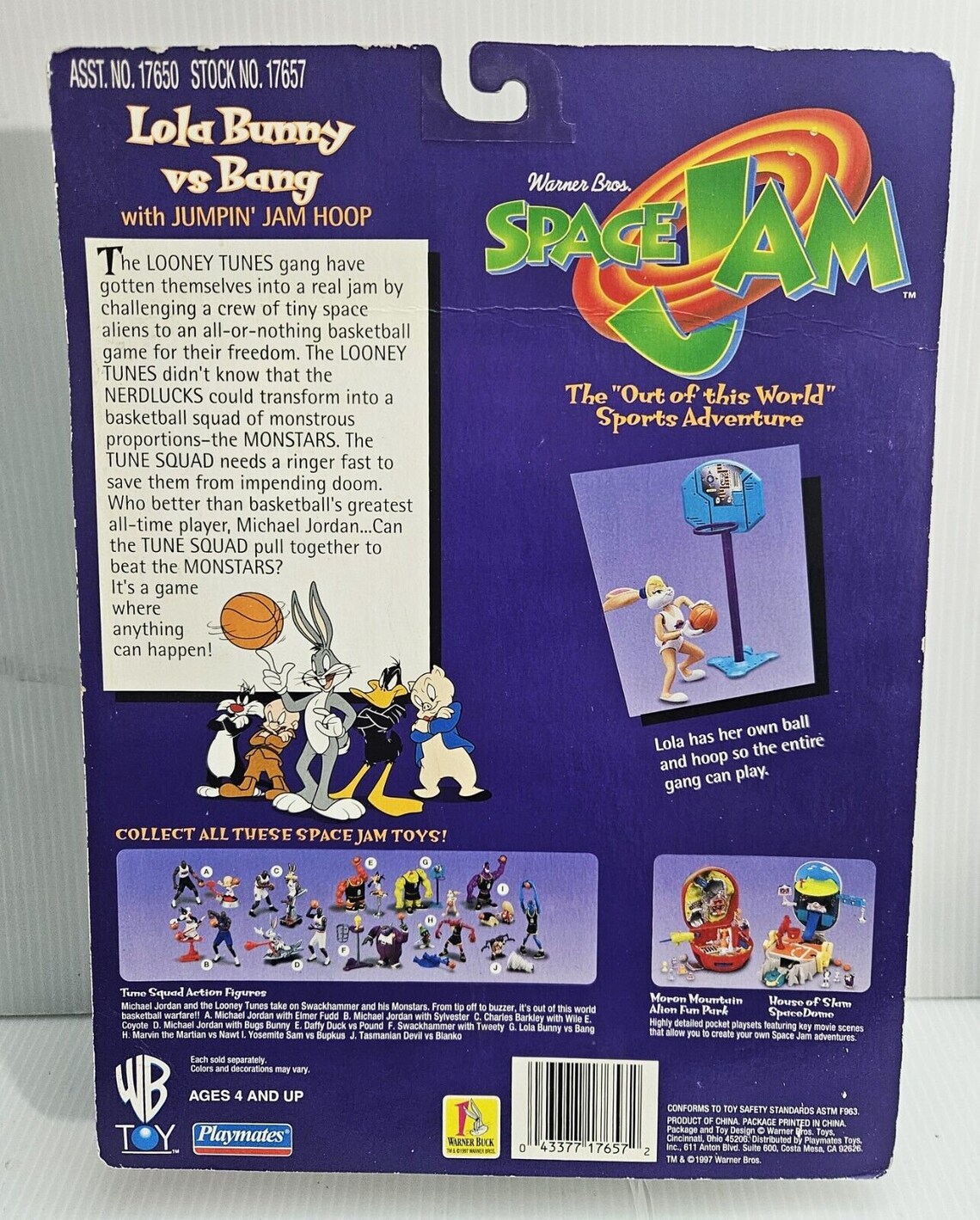 Lola Bunny Vs. Bang 1997 Space Jam Figure Toy Set , Jumpin' Jam Hoop ...
