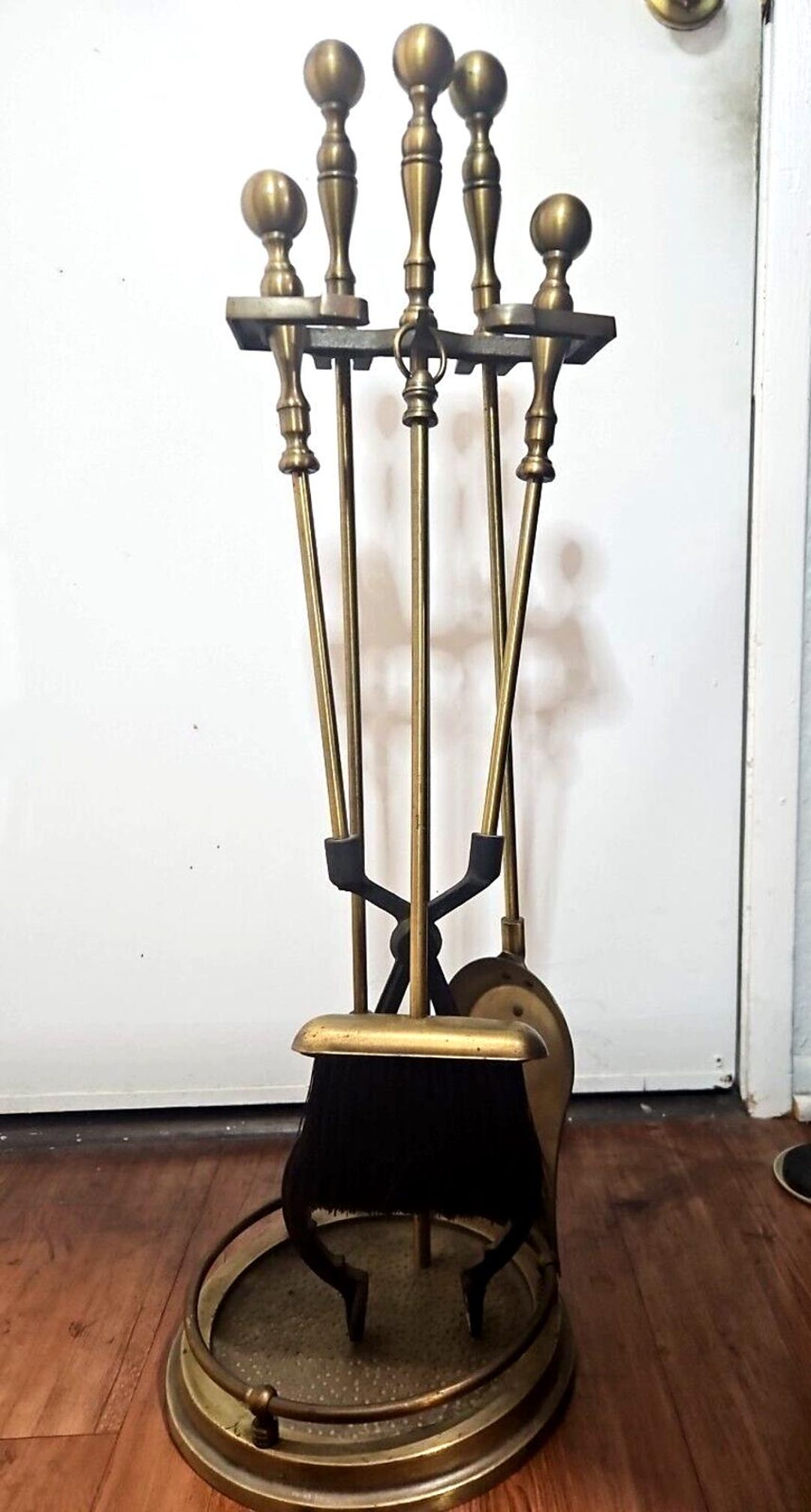 Vintage Brass Fireplace Tools Set - Etsy