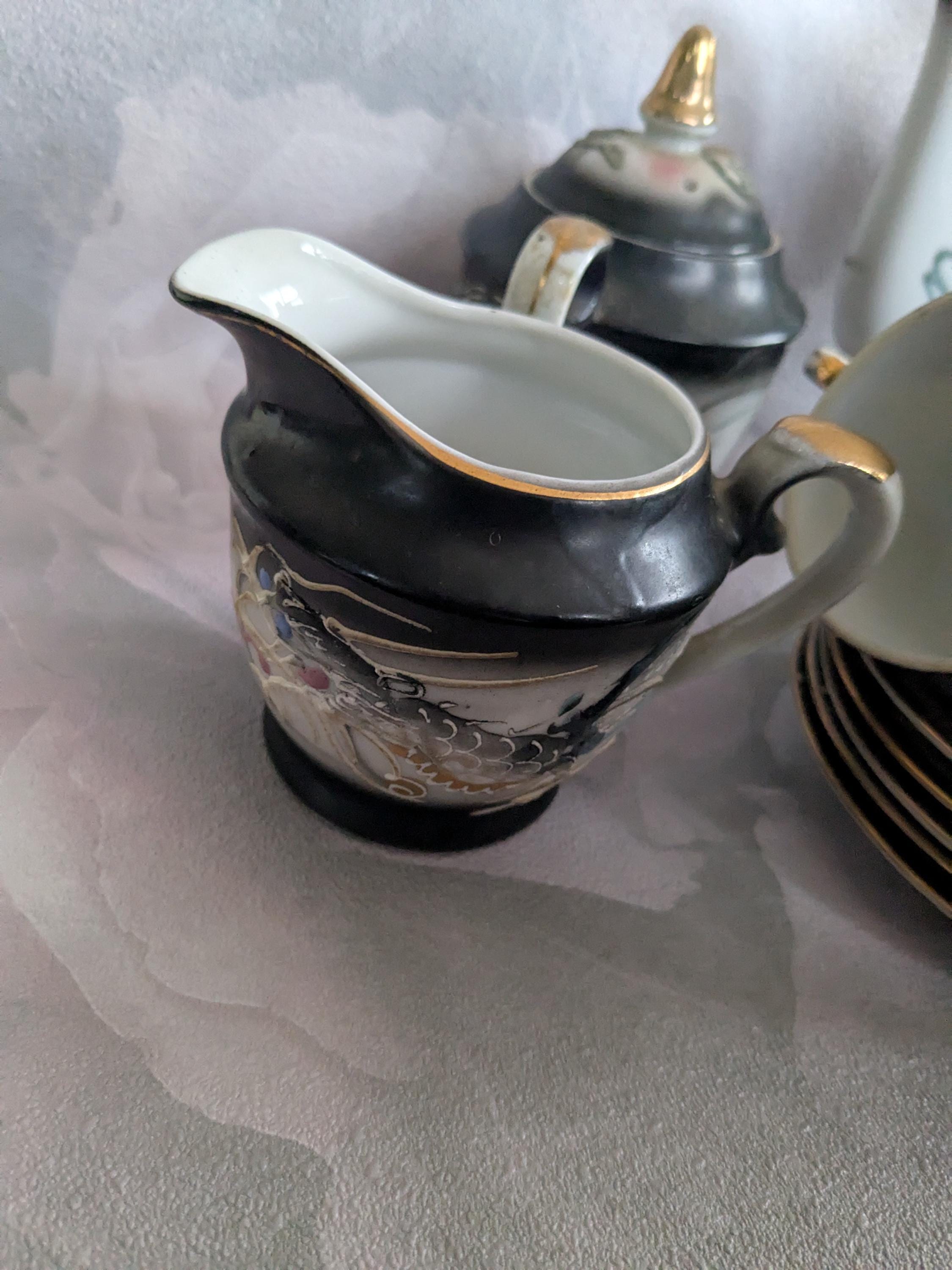 Antique 1920s Japanese Tea Set – Hand-painted Dragon Design – Geisha ...