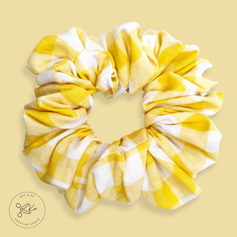 Béatrice Yellow Gingham Cotton Scrunchies Large or Mini - Etsy