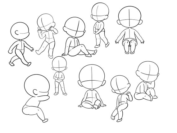 Những tư thế chibi dễ thương chibi cute poses Để làm việc nghệ thuật dễ ...