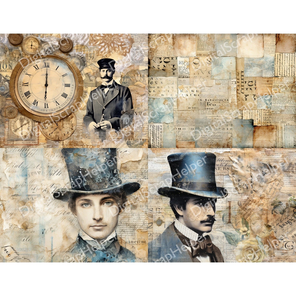 Vintage Man Papers for Masculine Stationary, Junk Journaling and ...