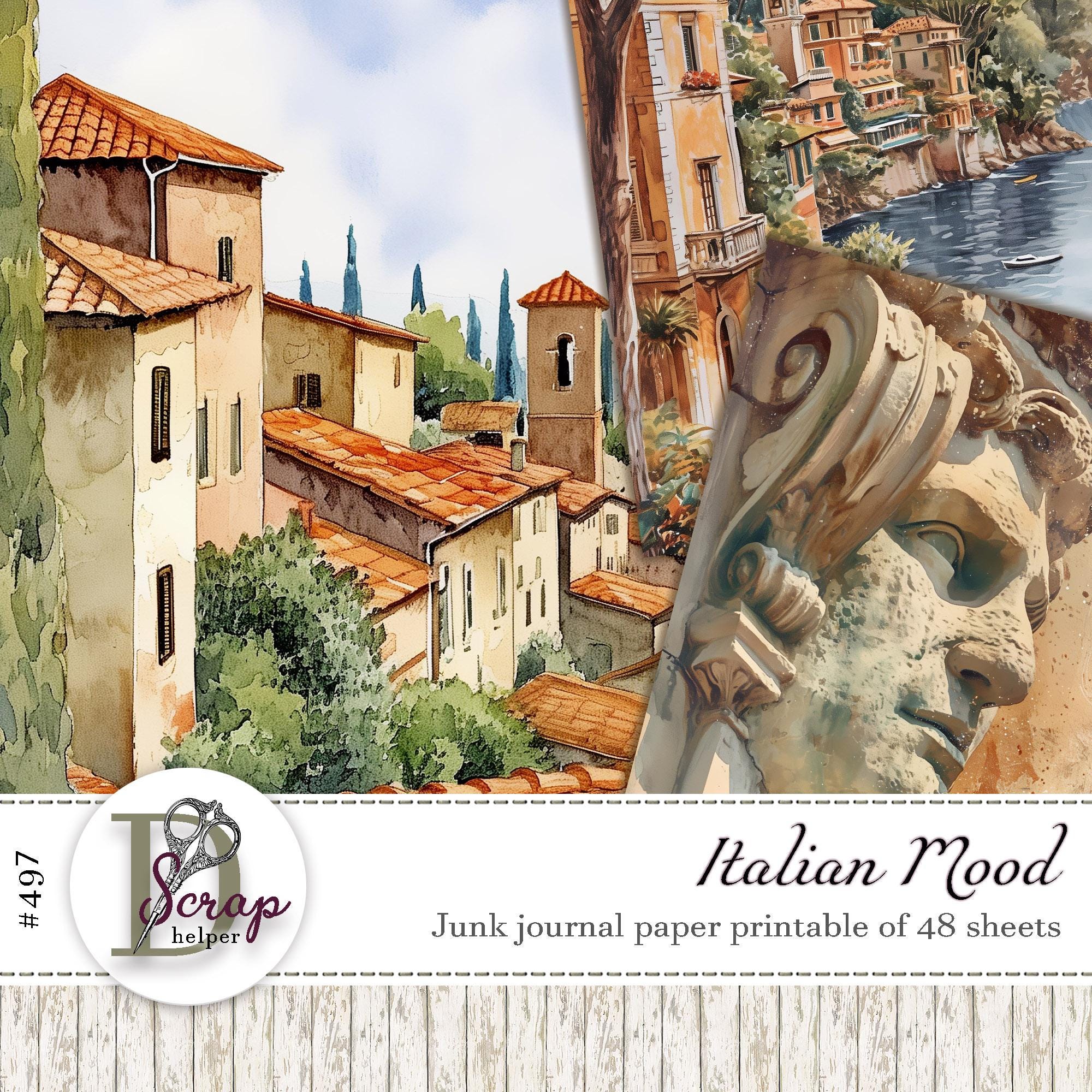 Tuscany Scene Paper for Italian Junk Journal and Travel Scrapbooking ...