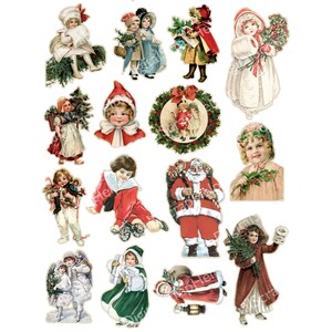 Vintage Christmas Fussy Cuts Ephemera Printable of 6 Sheets Christmas ...