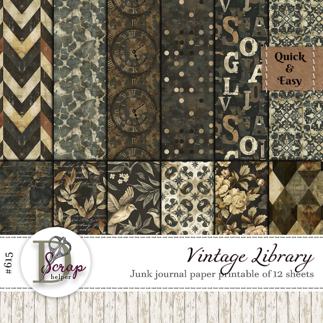 Brown Collage Paper Printable of 12 Sheets Masterboard Scrappy Basic ...
