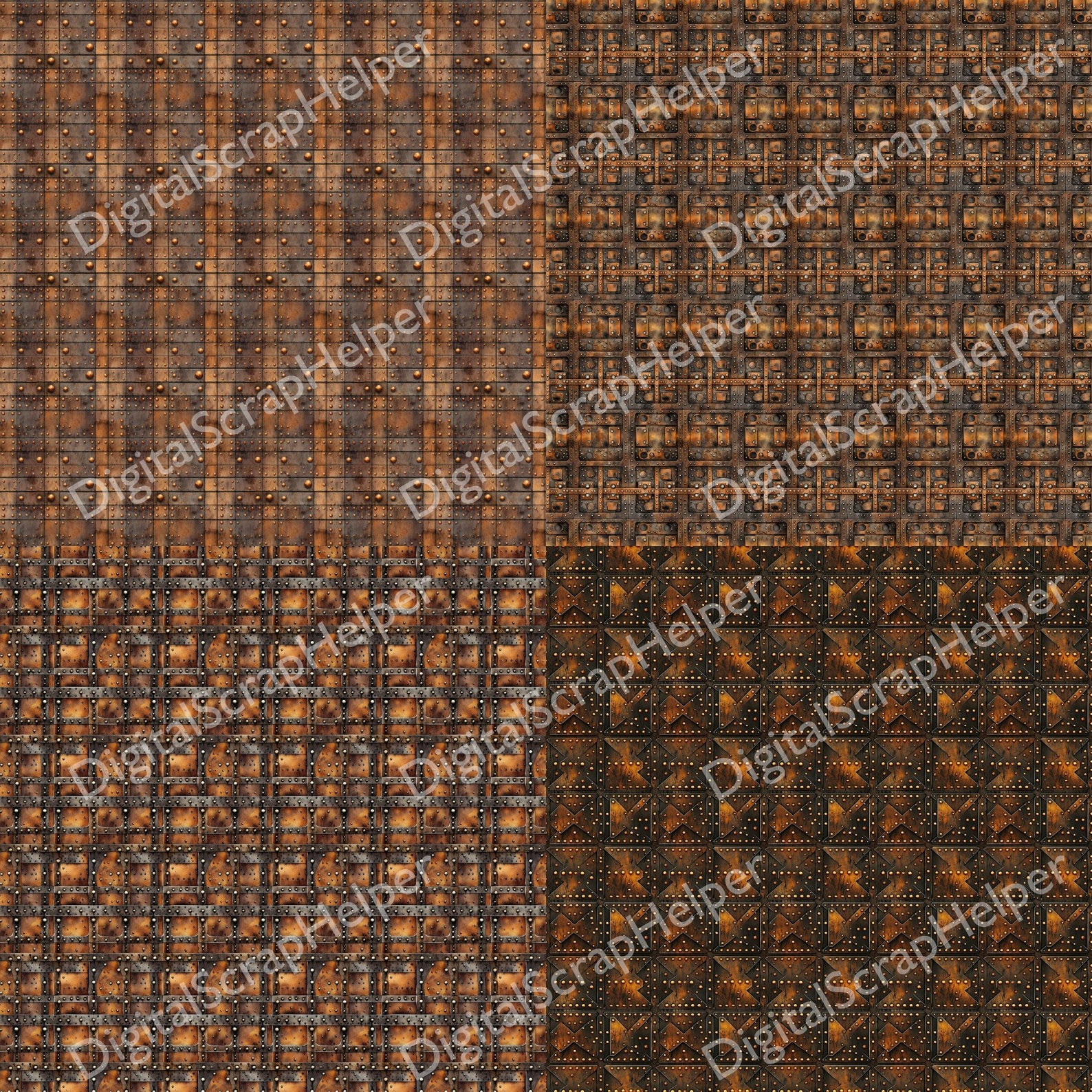 Metal Rivets Steampunk Seamless Pattern Digital Paper Industrial ...