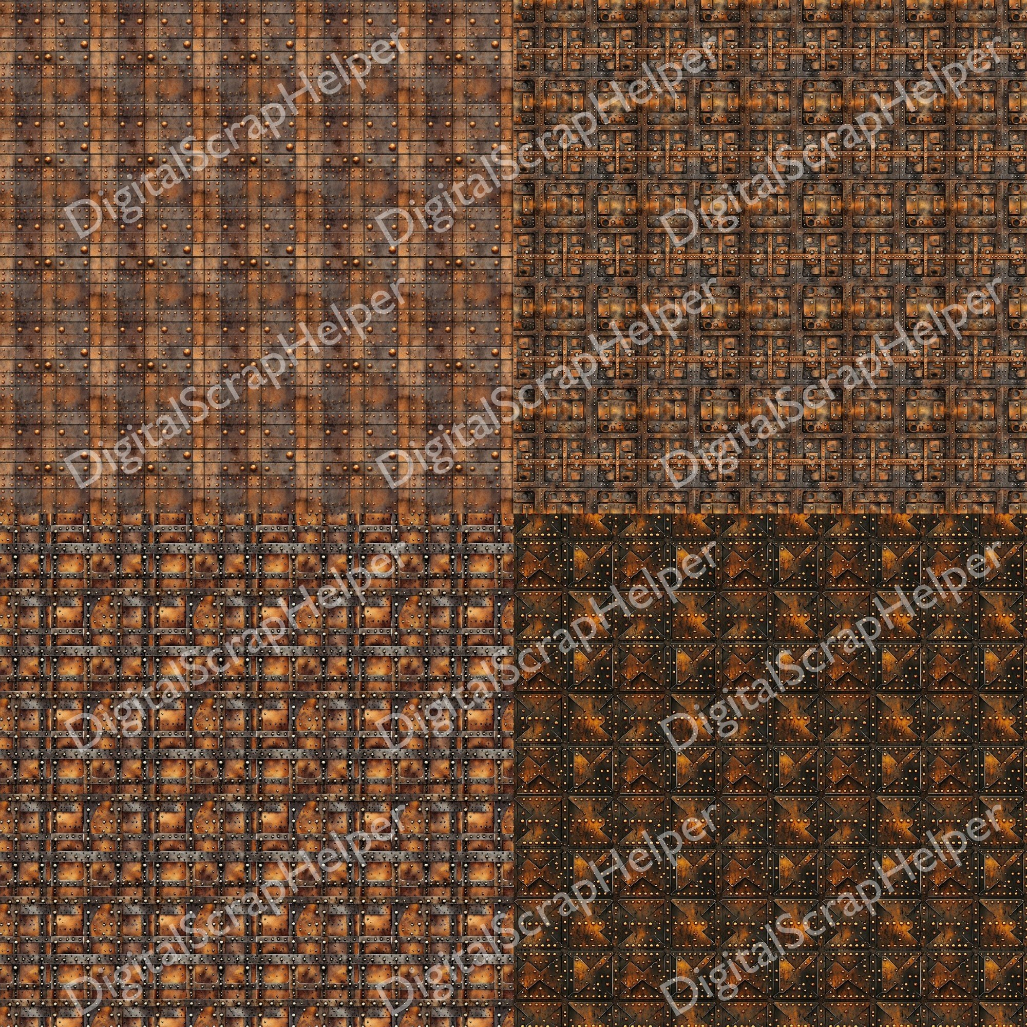 Metal Rivets Steampunk Seamless Pattern Digital Paper Industrial ...