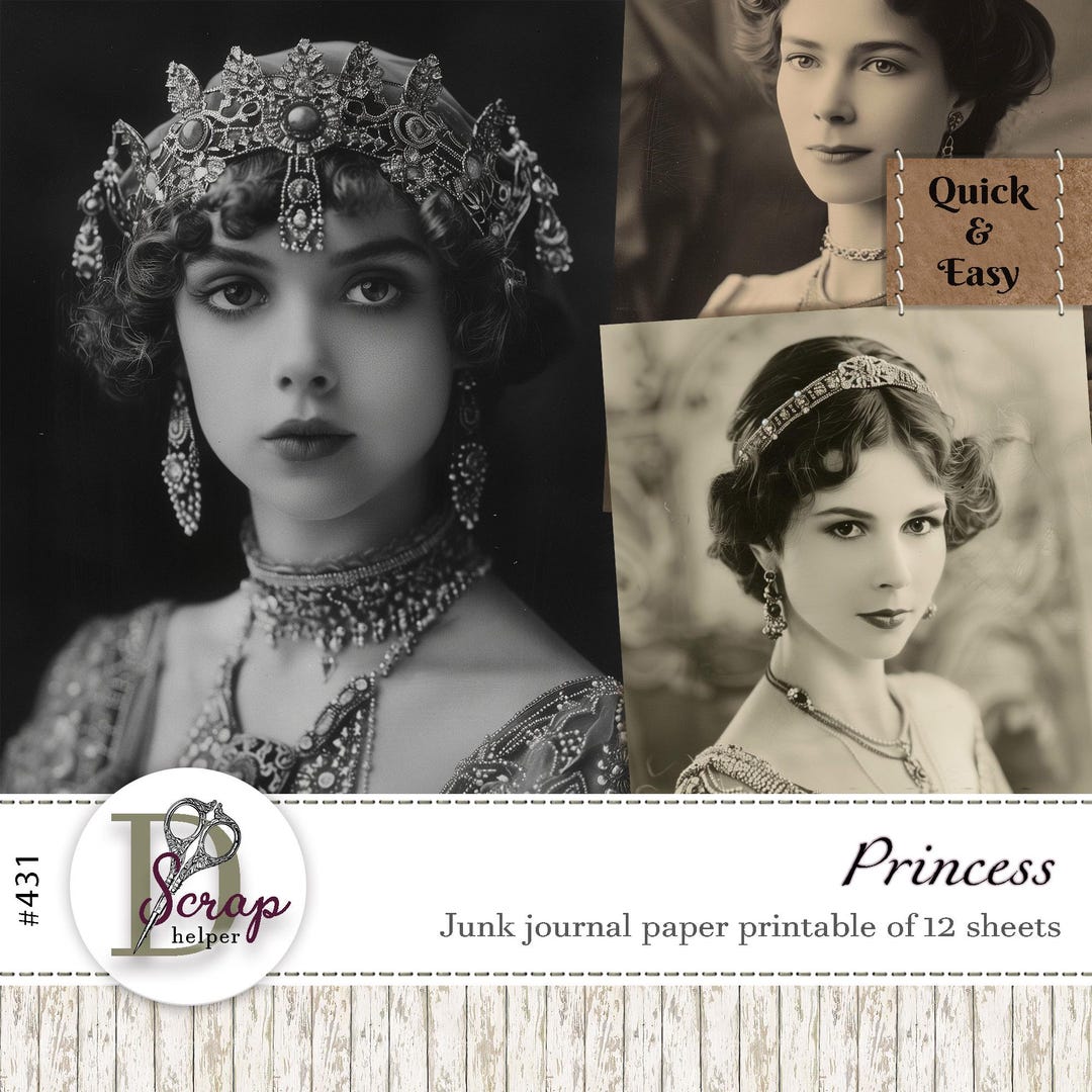 Vintage Royal Photo Printable 12 Sheets Queen Princess Photographs ...