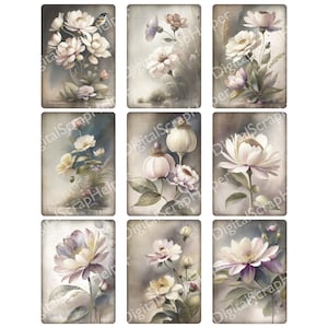 Vintage Floral Journal Cards and Tags Printable of 5 Sheets Shabby ...