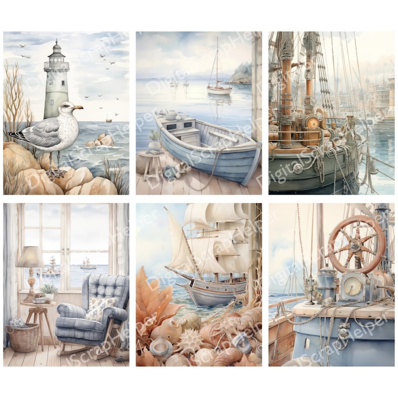 Marine Paper Pack 48 Sheets Beach Seagull Ocean Coastal Sailor ...