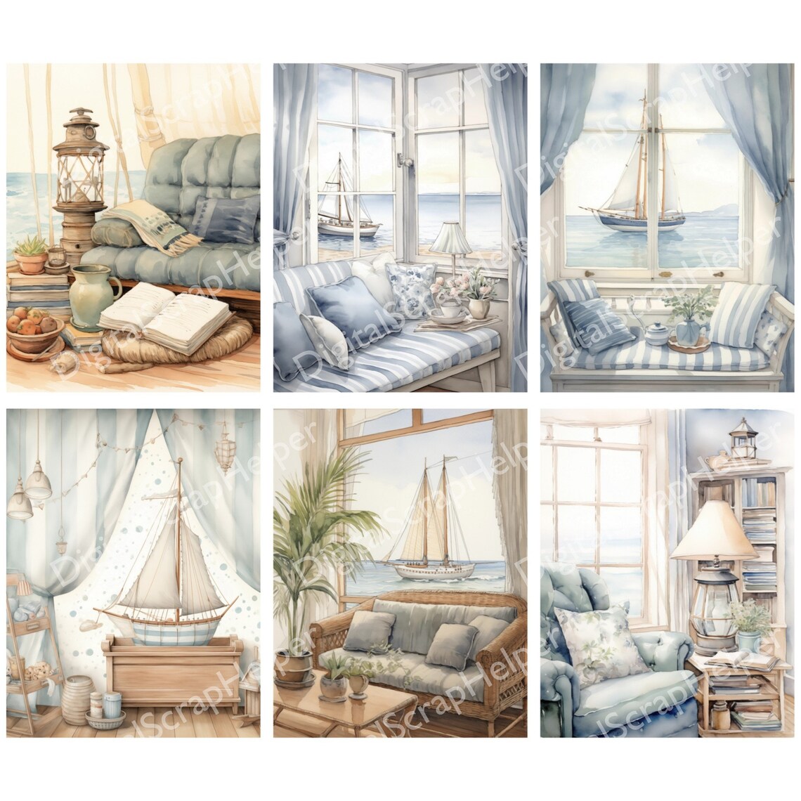 Marine Paper Pack 48 Sheets Beach Seagull Ocean Coastal Sailor ...