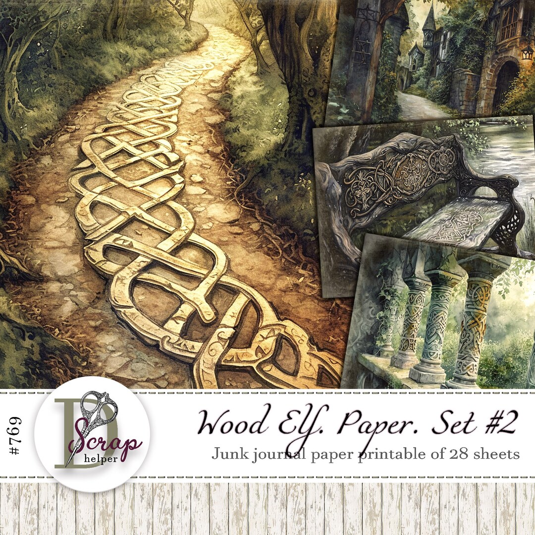 Wood Elves Junk Journal Paper Printable of 28 Sheets Fantasy Elven ...