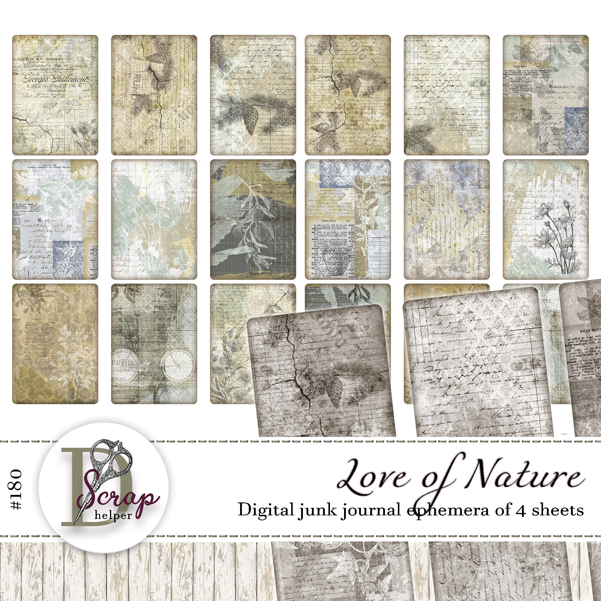 Nature Junk Journal Cards Printable Pack of 4 Sheets Nature - Etsy