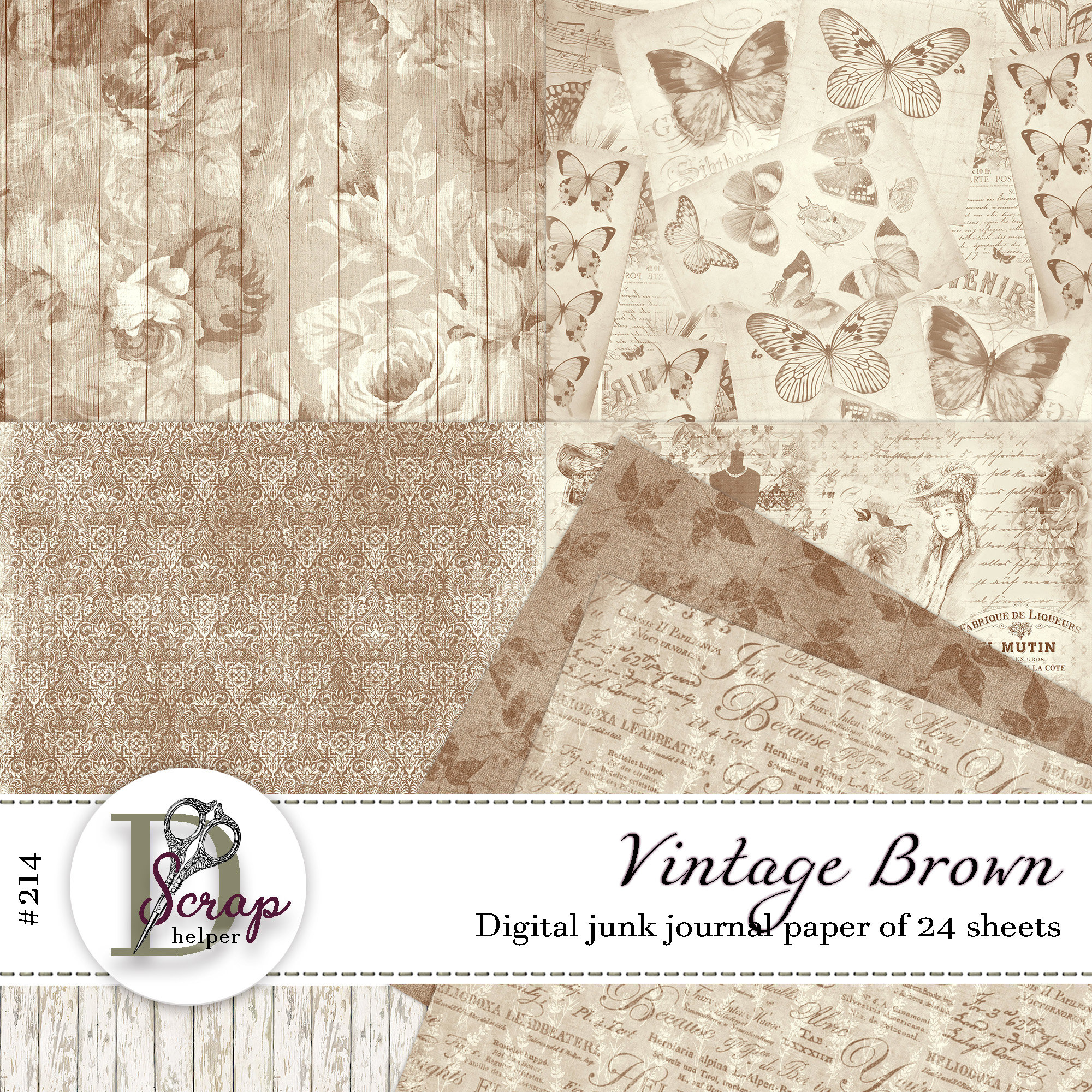Vintage Brown Junk Journal Paper, Shabby Chic Printable (24 Sheets) - Etsy