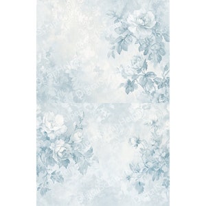 Blue Garden Junk Journal Paper Pack Printable 16 Sheets Faded Blue Blue ...