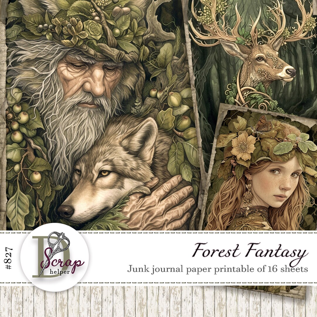Forest Fantasy Creatures Journal Paper Printable 16 Sheets Wood Elven ...