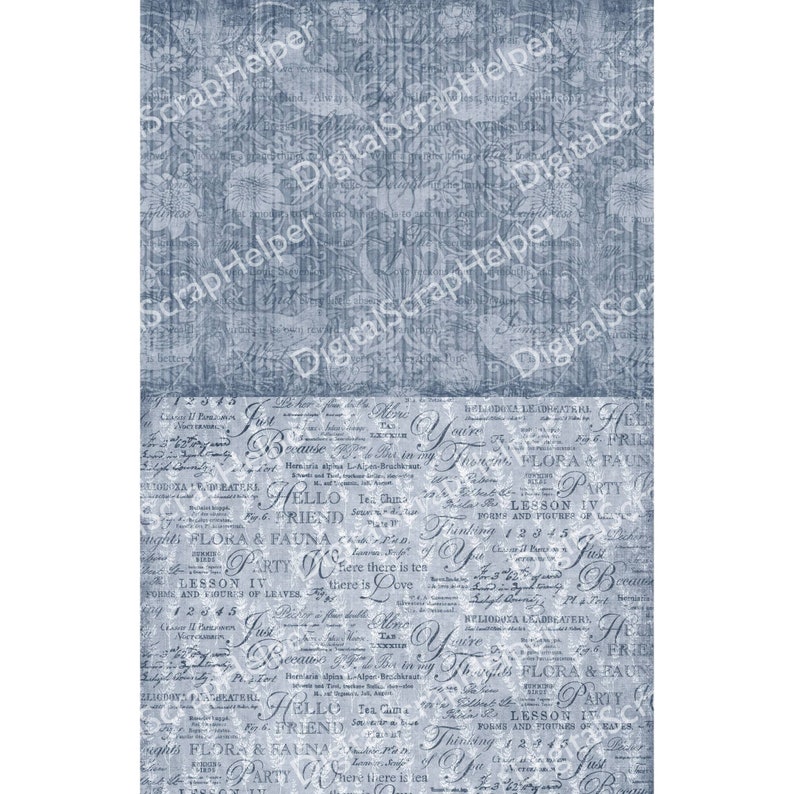 Vintage Blue Junk Journal Paper Pack Printable of 16 Sheets - Etsy