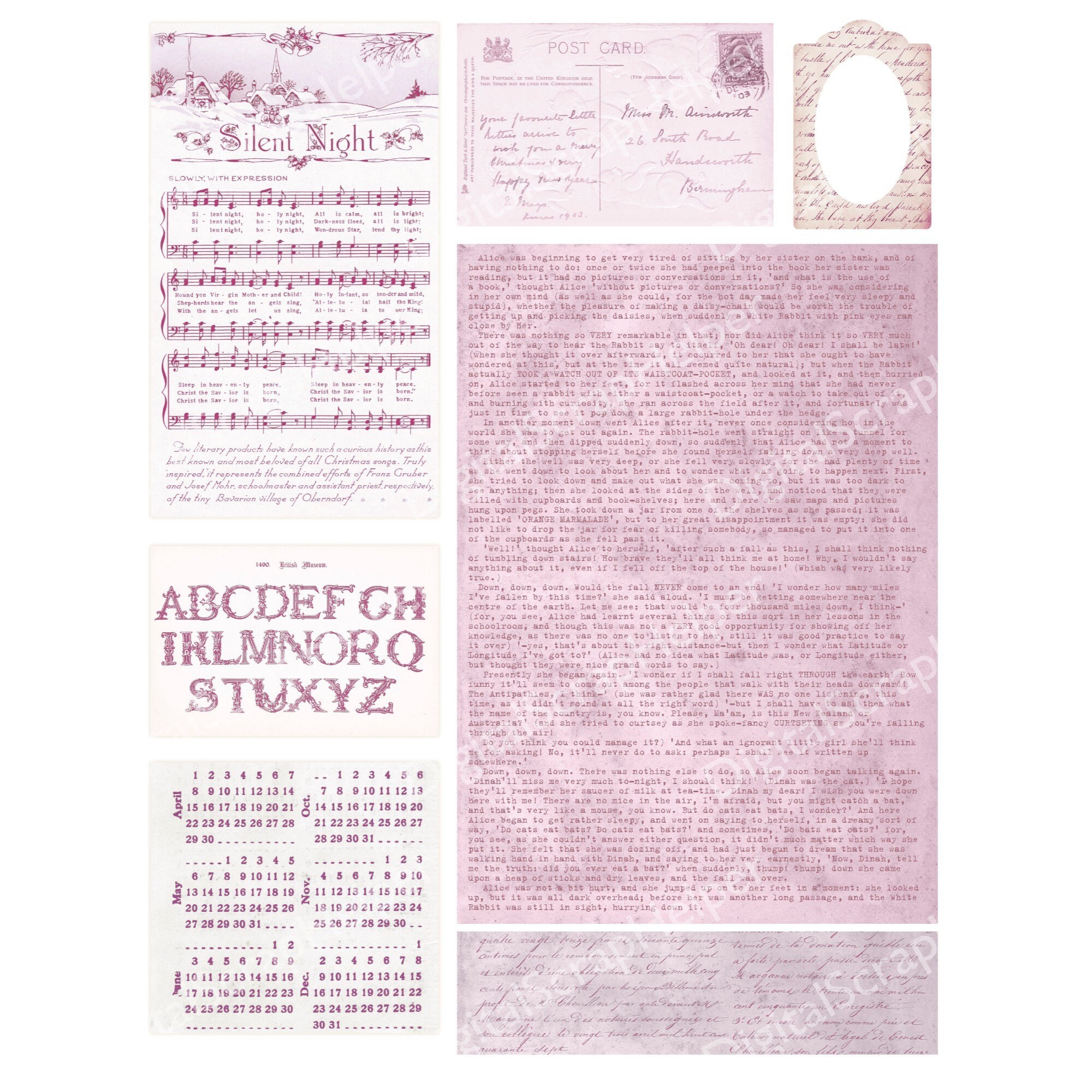 Pink Christmas Fussy Cuts Ephemera Printable of 8 Sheets - Etsy