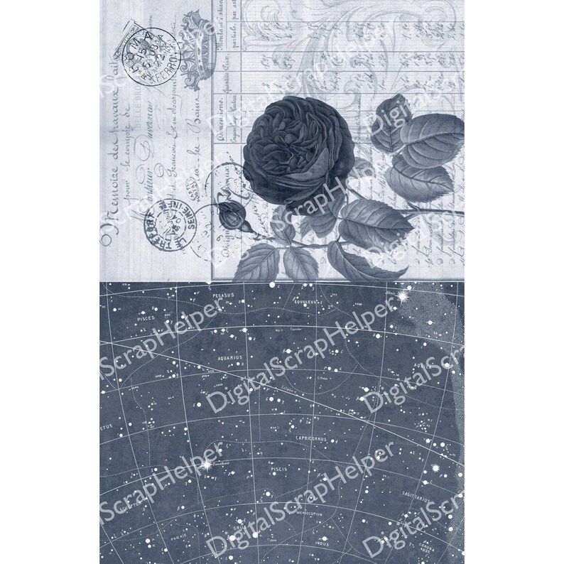 Vintage Blue Junk Journal Paper Pack Printable of 16 Sheets - Etsy