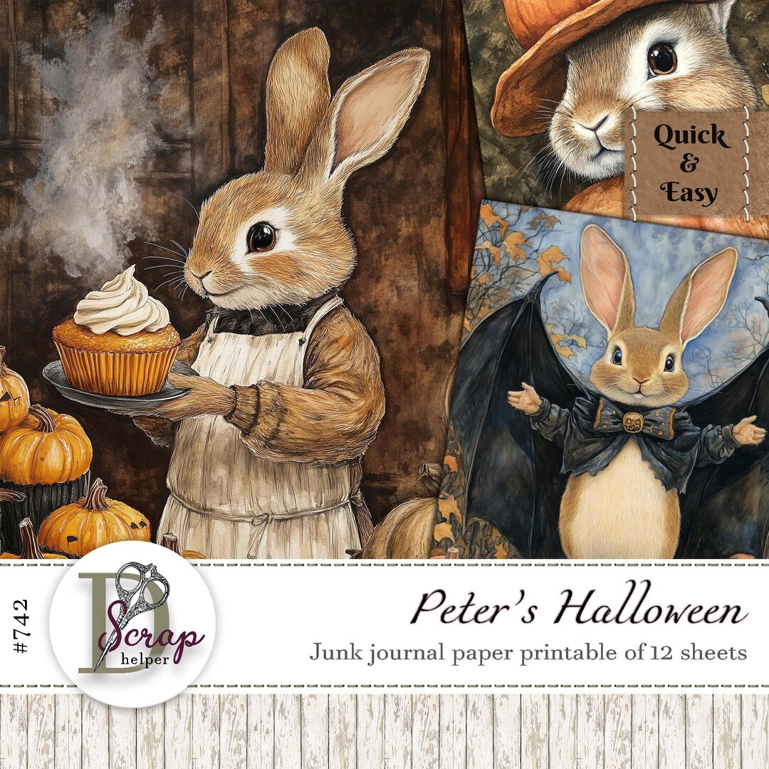 Bunny Halloween Peter Rabbit Halloween Paper Printable 12 Sheets ...