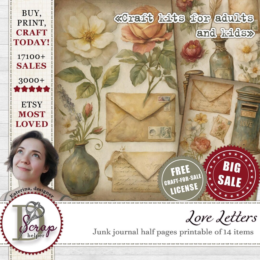 Vintage Love Letter Pages for Scrappy Shabby Chic Collages and ...