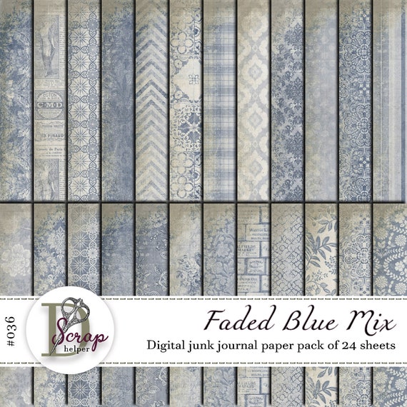 Vintage Blue Junk Journal Paper Pack Printable of 24 Sheets - Etsy