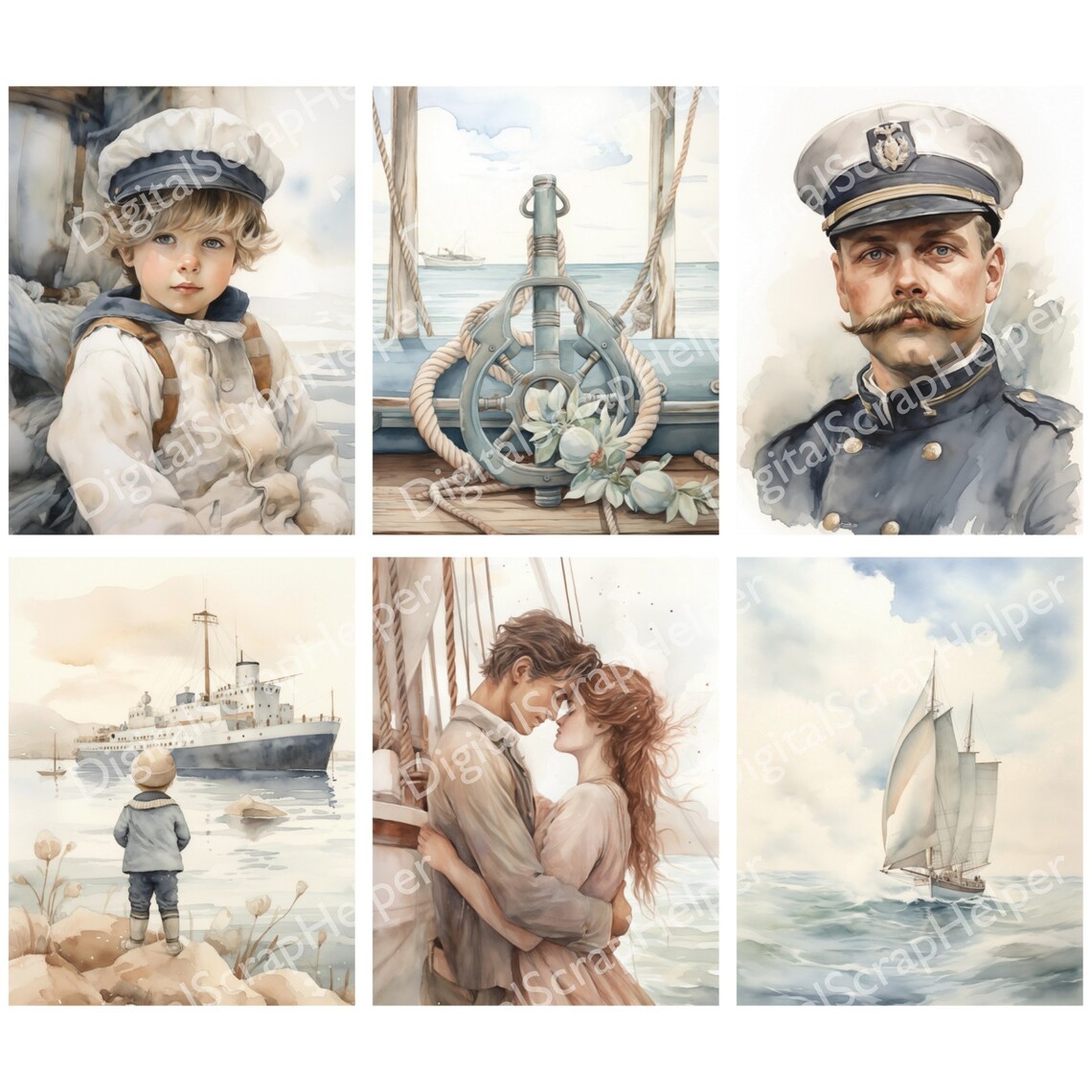 Marine Paper Pack 48 Sheets Beach Seagull Ocean Coastal Sailor ...