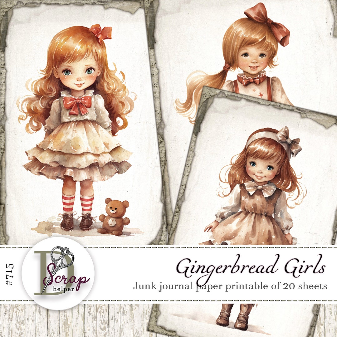 Gingerbread Girl Journal Paper Printable 20 Sheets Cookie Gingerbread ...