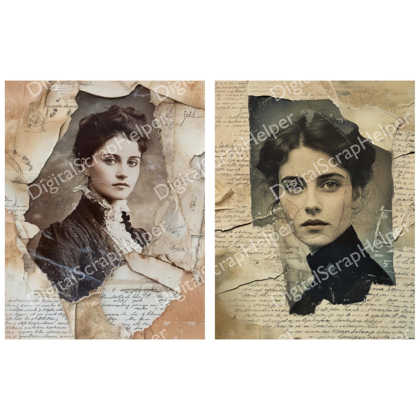Victorian Female Photographs Grunge Portraits for Timeless Parchment ...