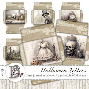 Vintage Halloween Envelopes A2 Printable 16 Sheets Spooky - Etsy