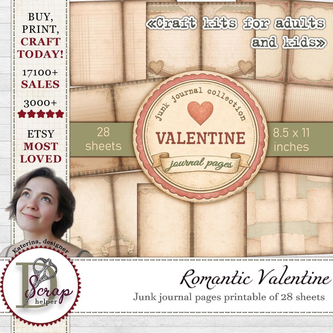 Valentine Journal Pages Printable | Neutral Romantic Writing Pages for ...