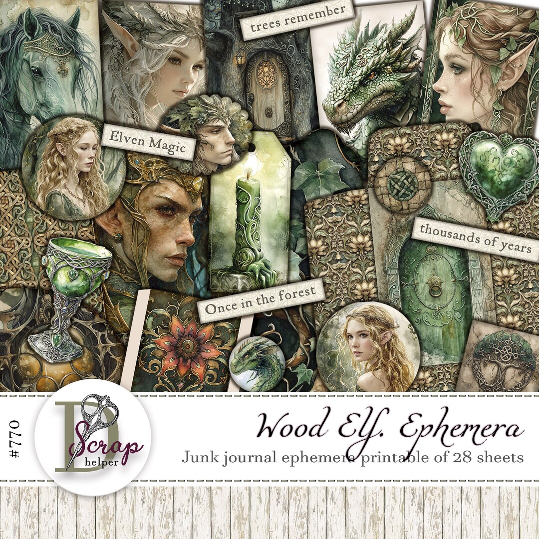 Wood Elves Junk Journal Ephemera Printable 28 Sheets Fantasy Elven ...