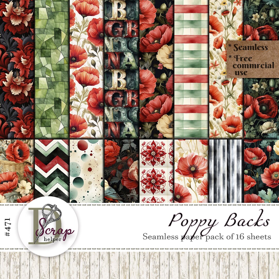 Poppy Seamless Pattern Poppy Flower Poppy Gift Cottage Provence Romance ...