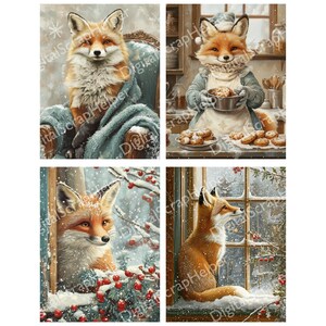 Cute Christmas Fox Paper Printable 28 Sheets Fox Digitals Fox Clipart ...
