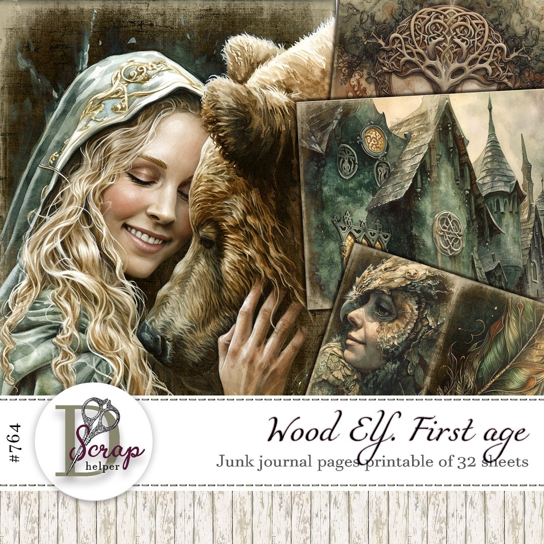 Wood Elves Junk Journal Pages Printable of 32 Sheets Fantasy Elven ...