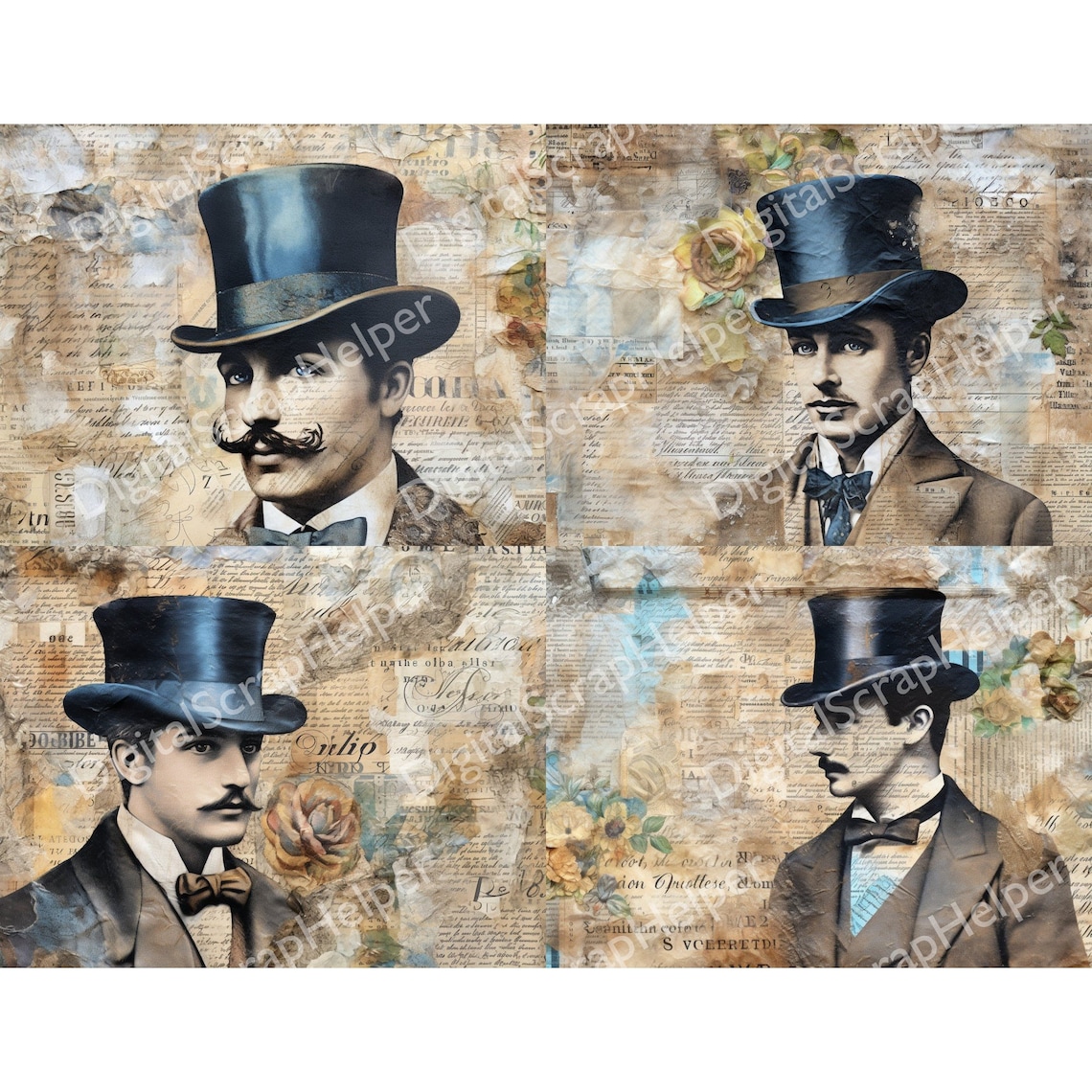 Vintage Man Papers for Masculine Stationary, Junk Journaling and ...