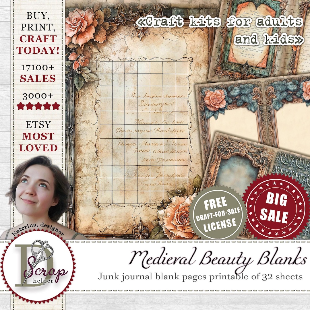 Medieval Junk Journal Blank Pages Printable 32 Sheets Medieval ...