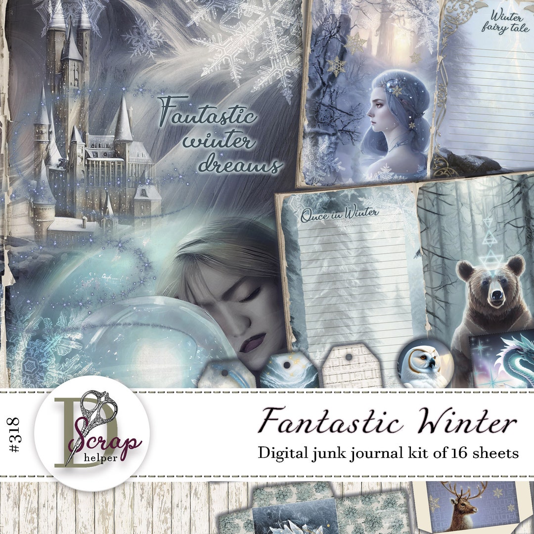 Winter Wonderland Junk Journal Kit Printable 16 Sheets Fairytale Magic ...