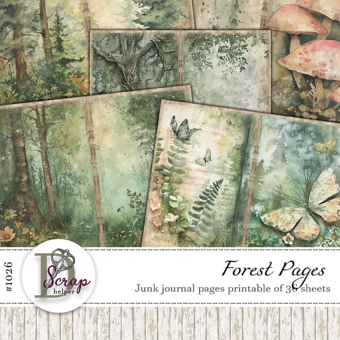 Forest Double Pages Printable 36 Sheets Woodland Collage Nature Elves ...