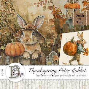 Thanksgiving Peter Rabbit Junk Journal Paper Printable 12 Sheets ...