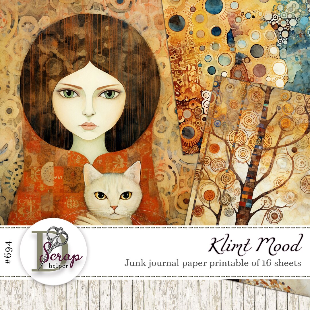Gustav Klimt Inspired Journal Paper Printable 16 Sheets Klimt Collage ...