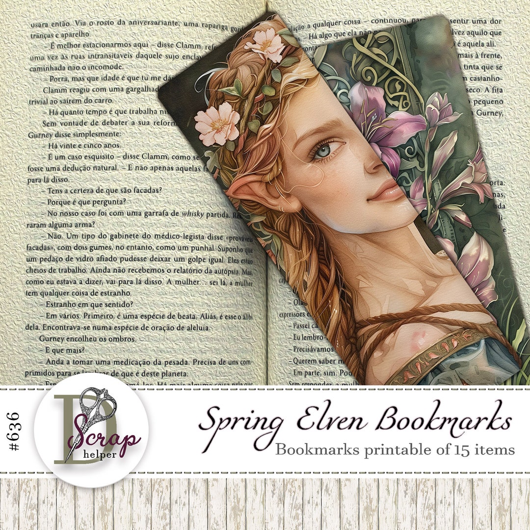 Fantasy Bookmarks Printable Fairy Bookmark Spring Elven Forest Fairy ...
