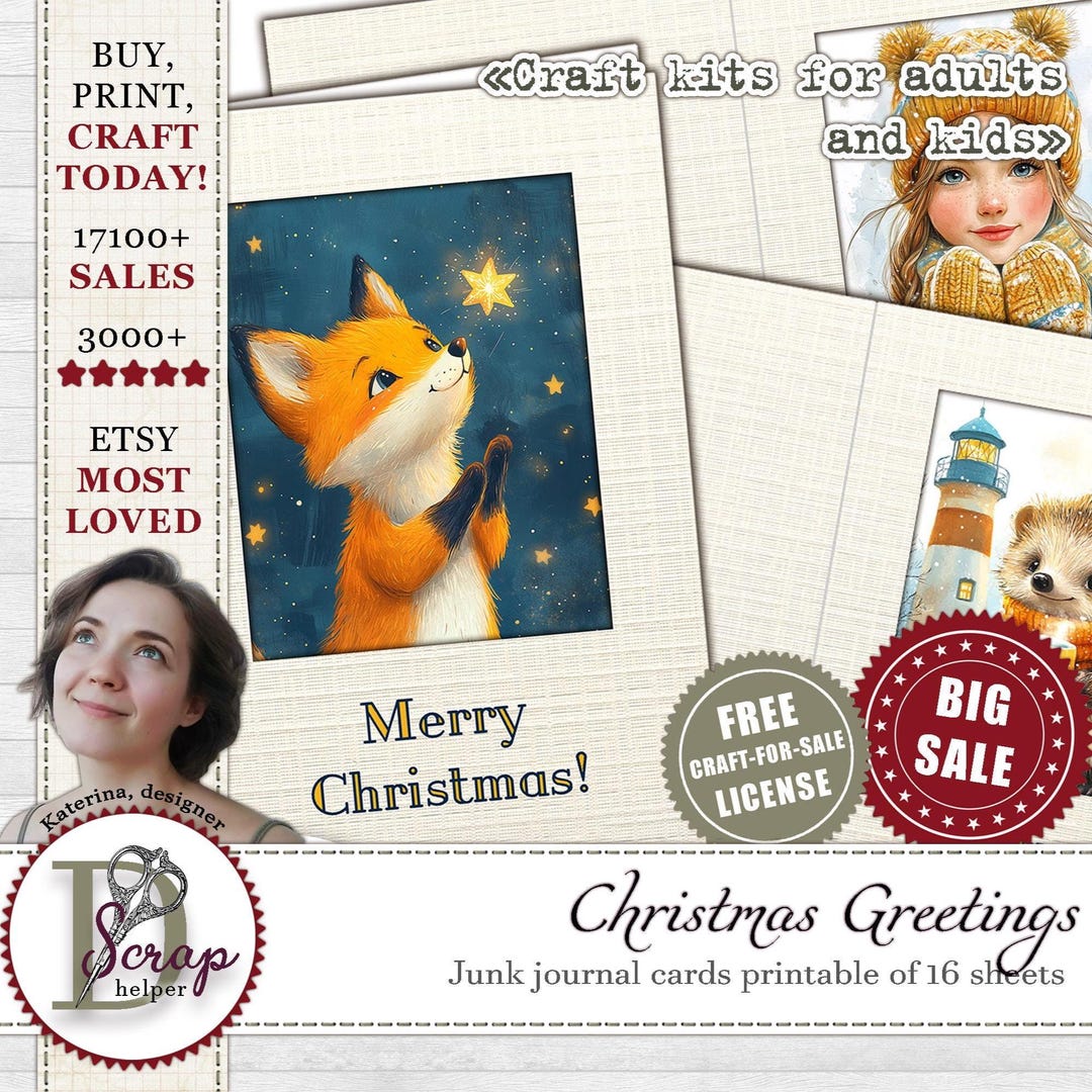 A6 Foldable Christmas Cards for Classmates 16 Sheets Double-sided ...