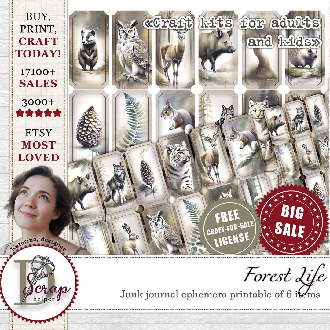 Forest Ticket Strips for Nature Scrapbooking and Woodland Junk ...