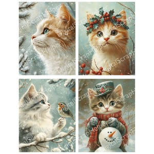 Cute Christmas Cat Paper Printable 28 Sheets Ginger Cat Cards Christmas ...
