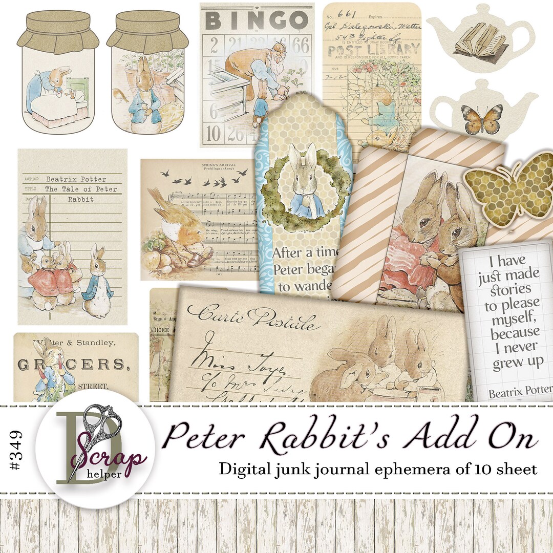 Peter Rabbit Junk Journal Beatrix Potter Add on Printable 10 Sheets ...