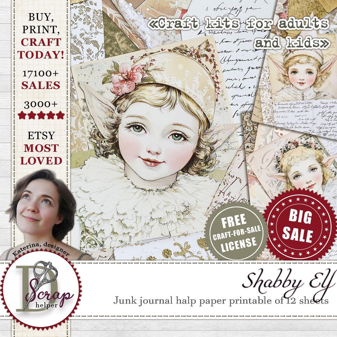 Shabby Chic Fairy Half Paper Printable of 12 Sheets Fairy of Memories ...