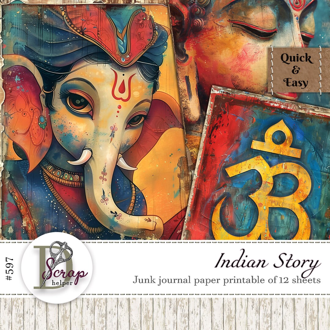 Vintage India Collage Paper Printable 12 Sheets Masterboard Scrappy ...