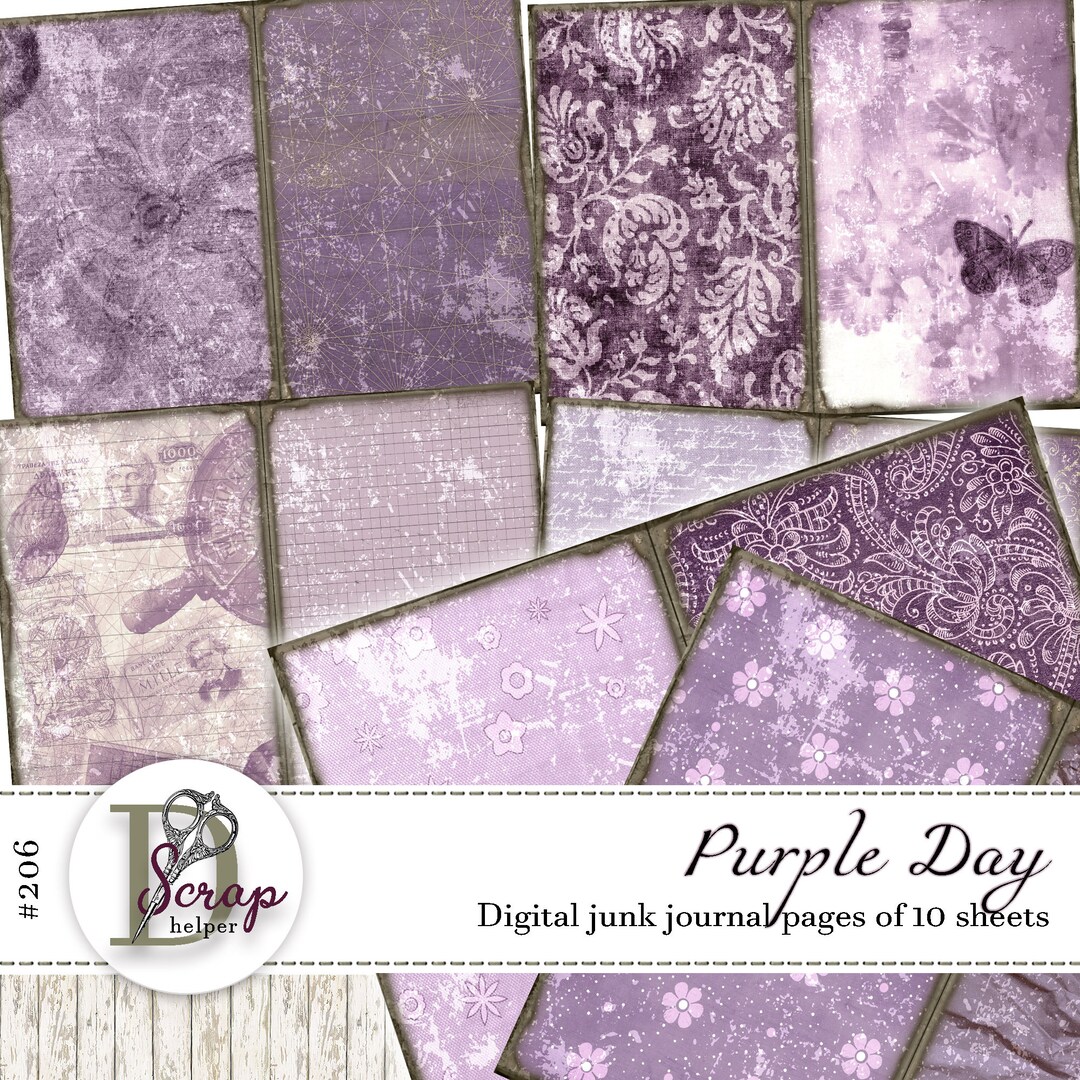 Purple Journal Pages for Cottagecore Journalling and Scrapbooking ...