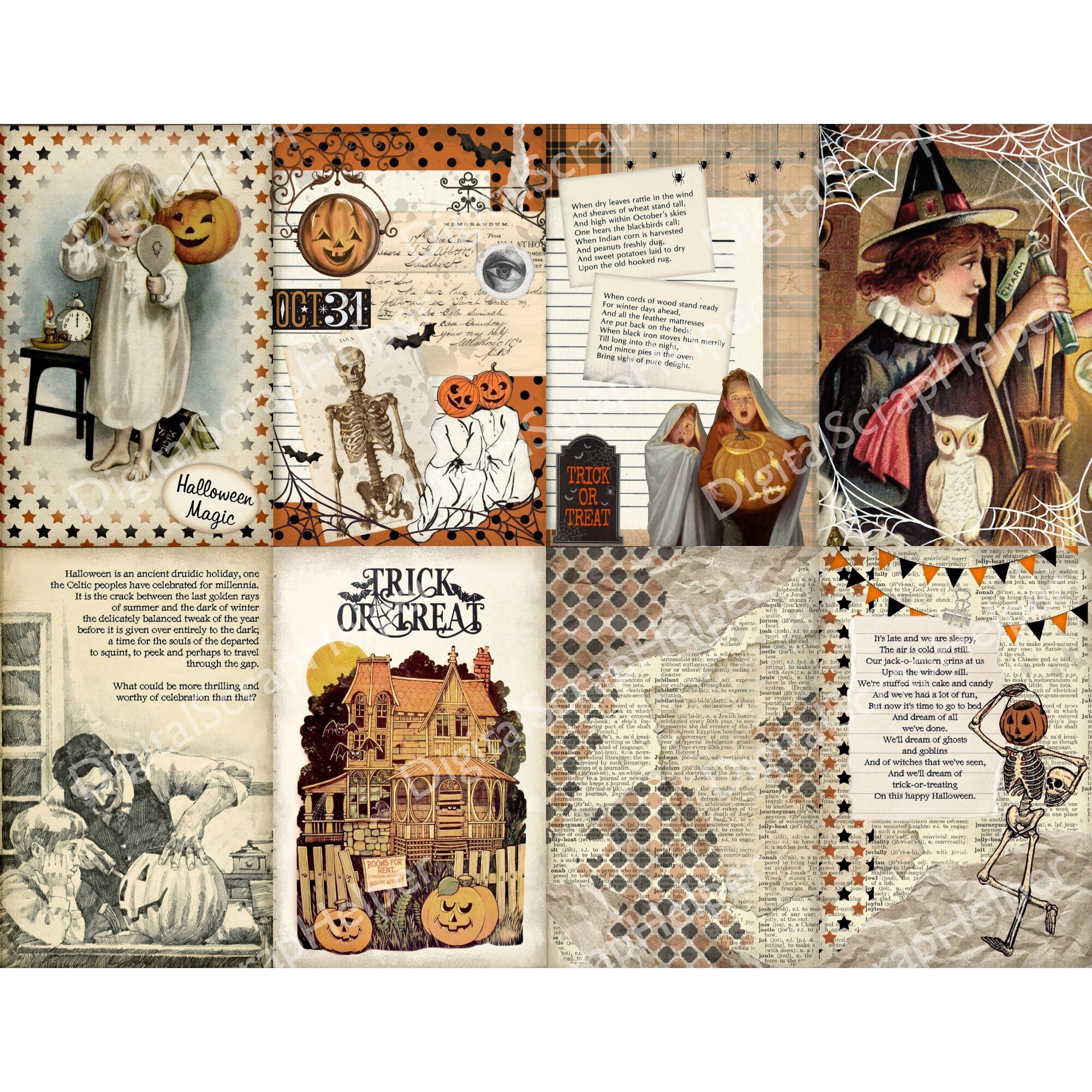 Halloween Junk Journal Kit Printable of 36 Sheets Boo Spooky - Etsy
